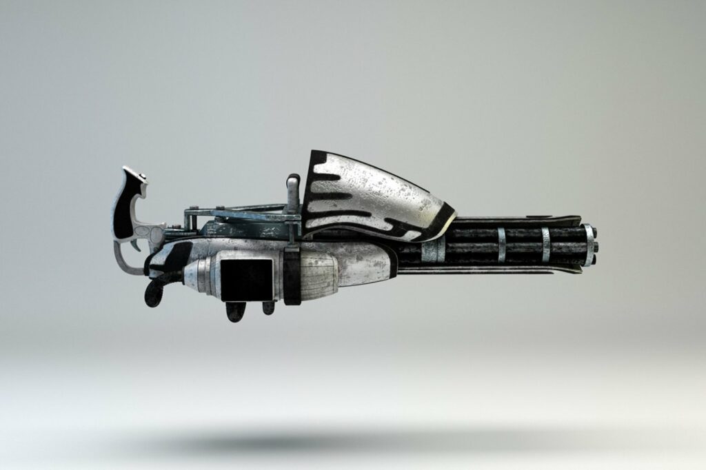 Retro-Futuristic Mechborg & Minigun – MasterBundles