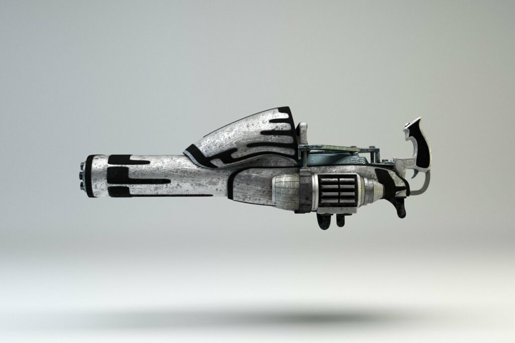 Retro-Futuristic Mechborg & Minigun – MasterBundles