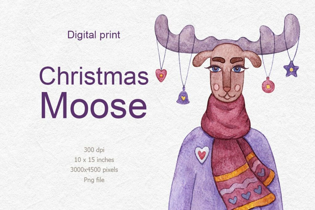 Christmas Moose Clip Art – MasterBundles