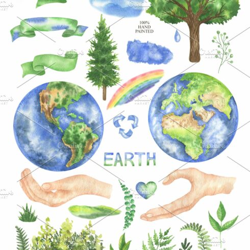 Watercolor Earth Day Clipart | MasterBundles