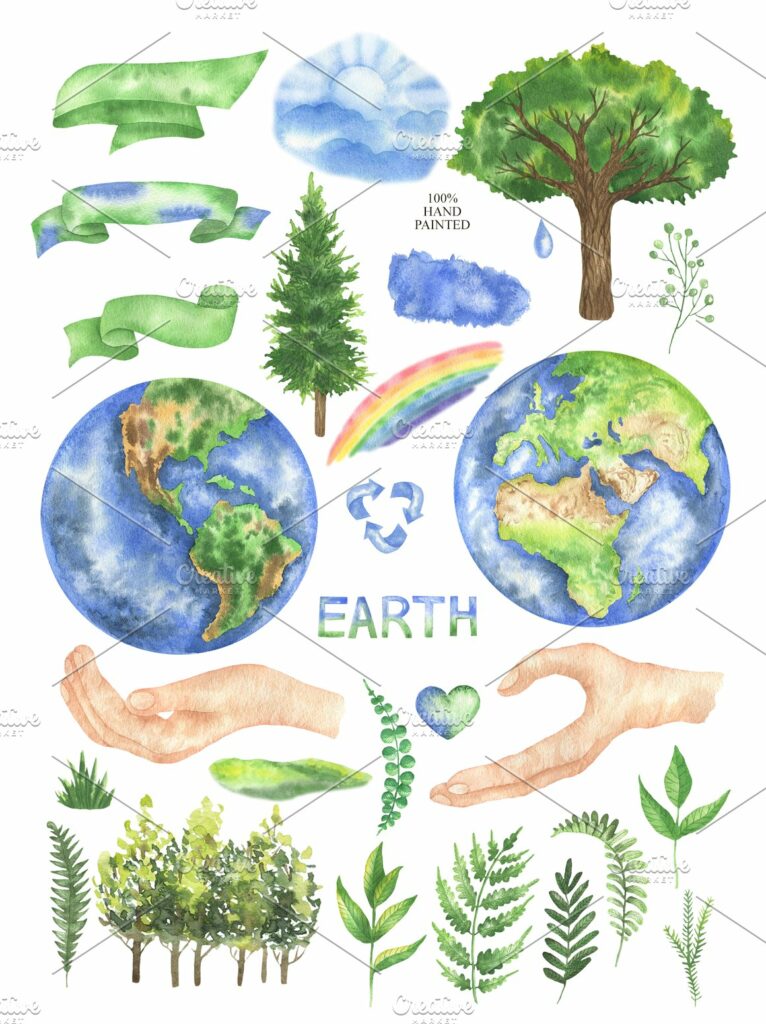 Watercolor Earth Day Clipart – MasterBundles