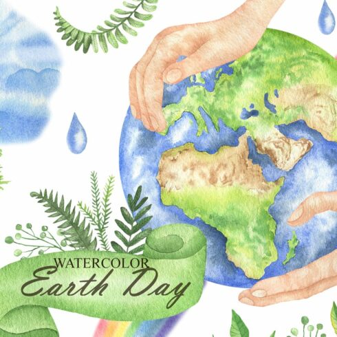 Watercolor Earth Day Clipart | MasterBundles