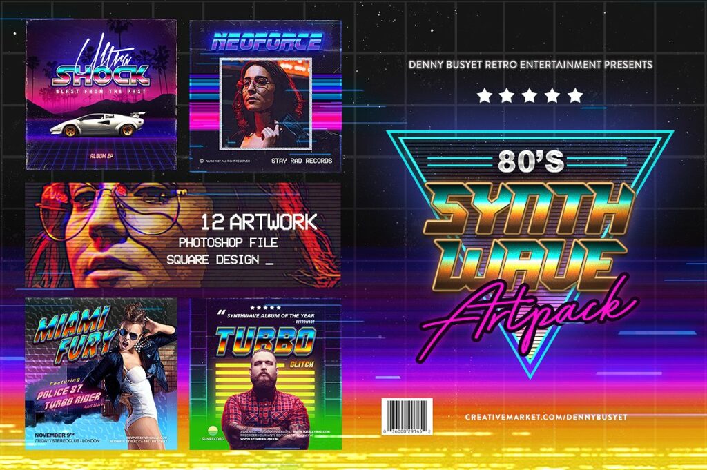 80's Synthwave Square Artpack – MasterBundles