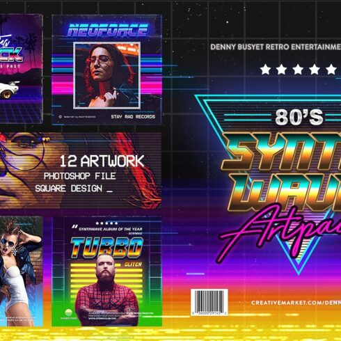 80's Synthwave Square Artpack – MasterBundles