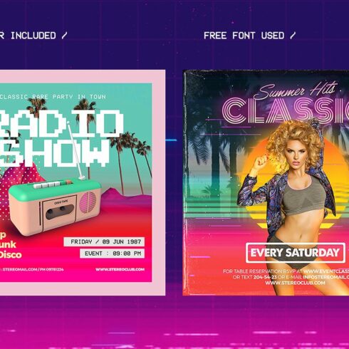 80's Synthwave Square Artpack – MasterBundles