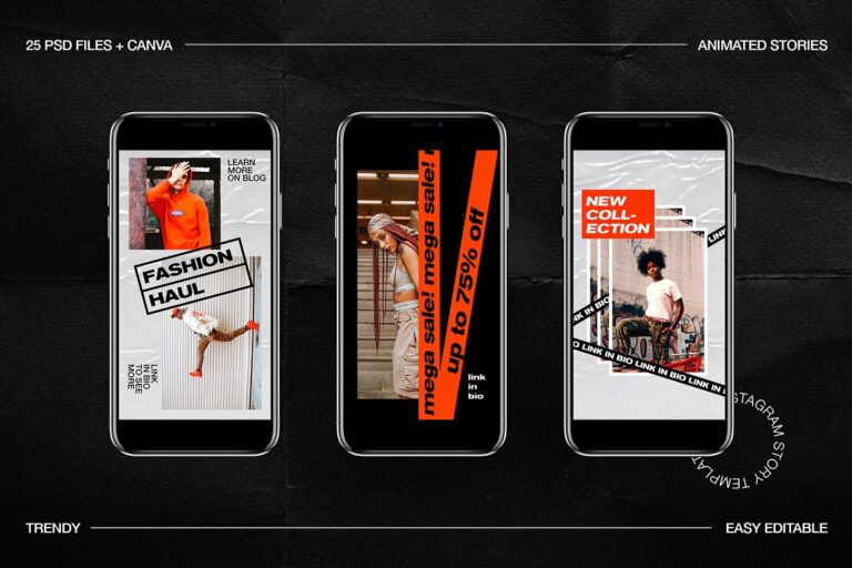 Trendy Animated IG Stories Ps, Canva – MasterBundles