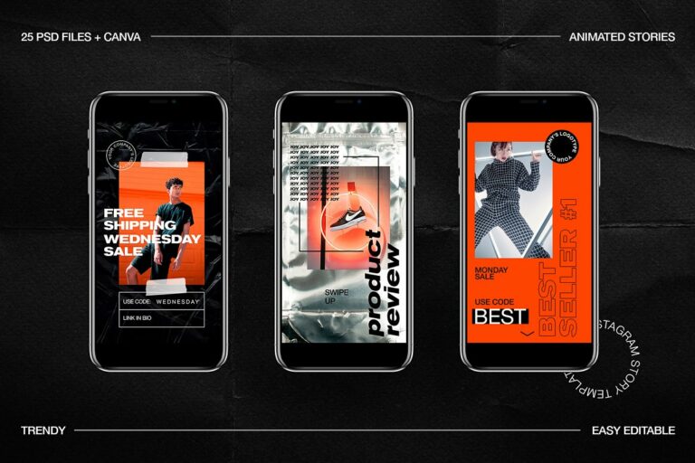 Trendy Animated IG Stories Ps, Canva – MasterBundles