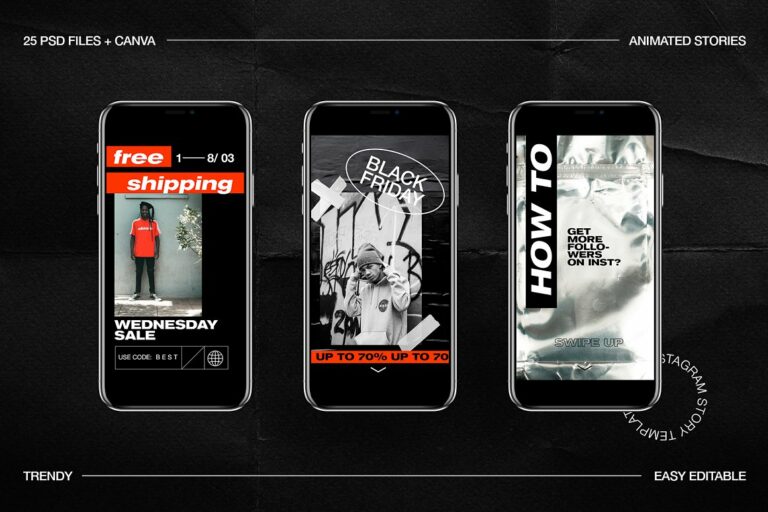 Trendy Animated IG Stories Ps, Canva – MasterBundles