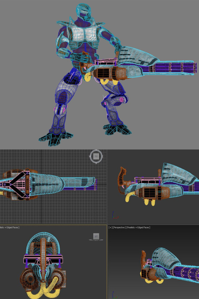 Retro-Futuristic Mechborg & Minigun – MasterBundles