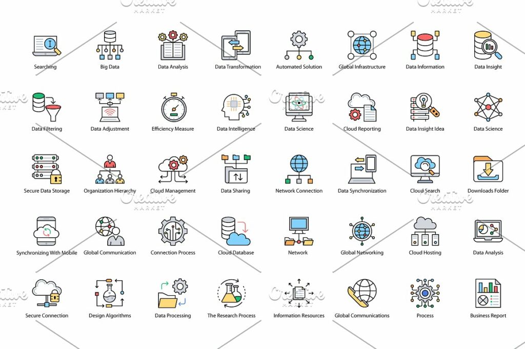 216 Data Science Vector Icons – MasterBundles