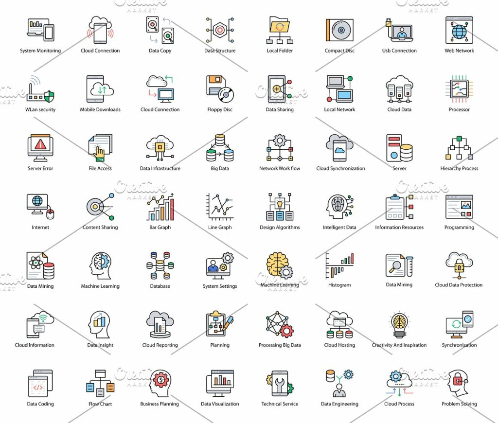 216 Data Science Vector Icons – MasterBundles