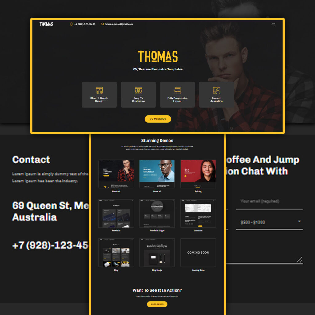 Thomas - CV/Portfolio Elementor Template Kit – MasterBundles