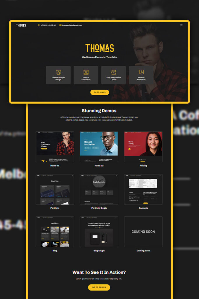 Thomas - CV/Portfolio Elementor Template Kit – MasterBundles