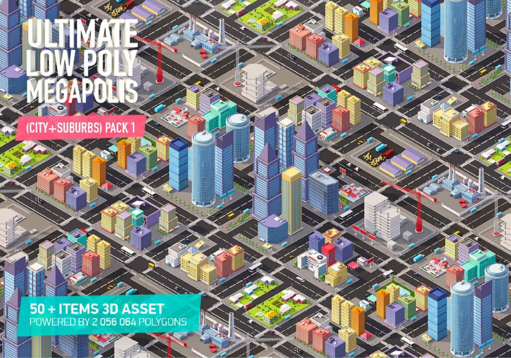 Low Poly Megapolis City Pack 1 – MasterBundles