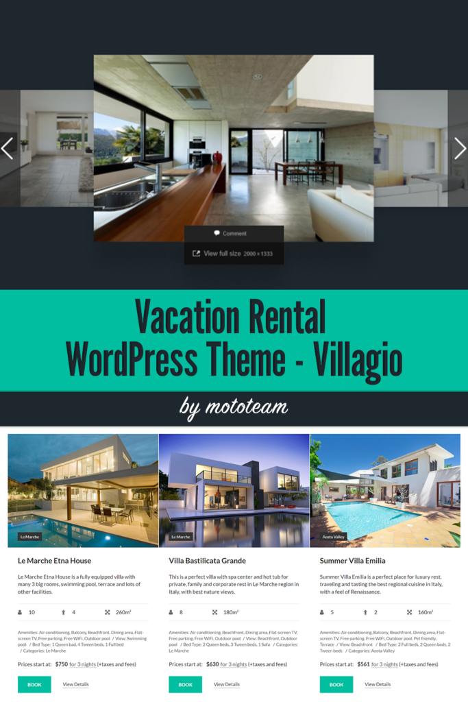 Vacation Rental WordPress Theme - Villagio – MasterBundles