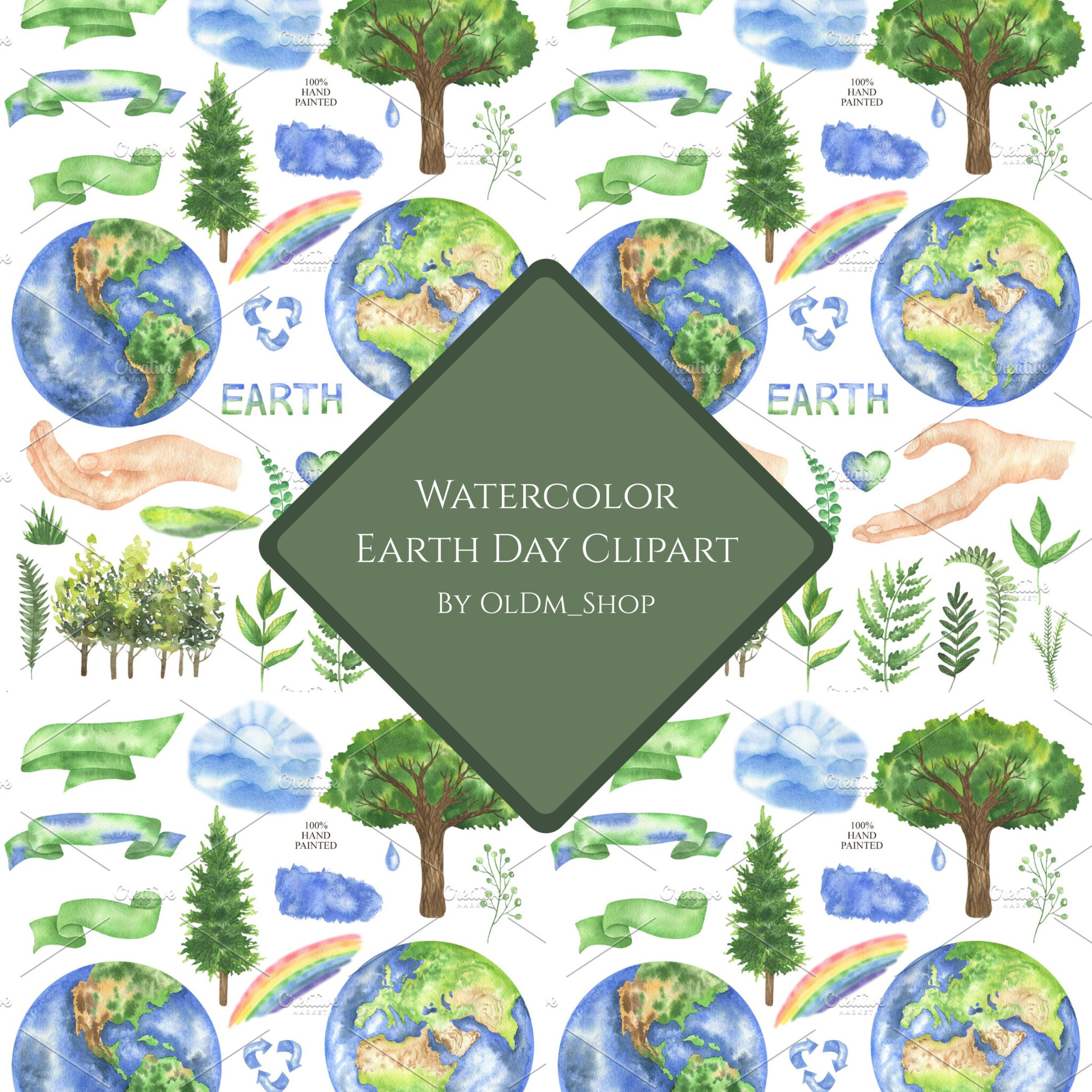 Watercolor Earth Day Clipart – MasterBundles