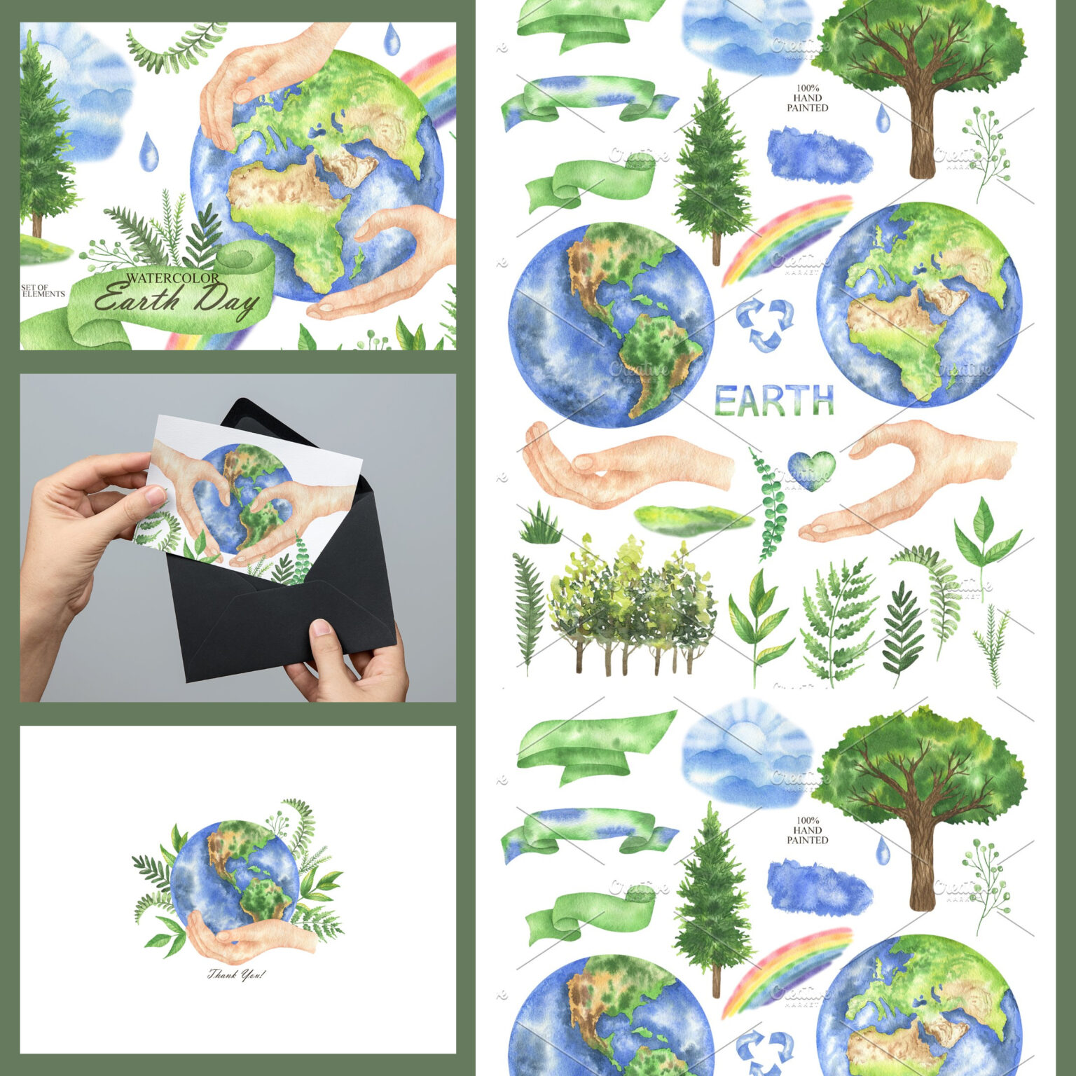 Watercolor Earth Day Clipart – MasterBundles