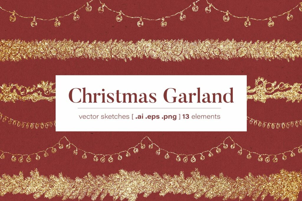 Christmas Garlands + Paper Texture – MasterBundles