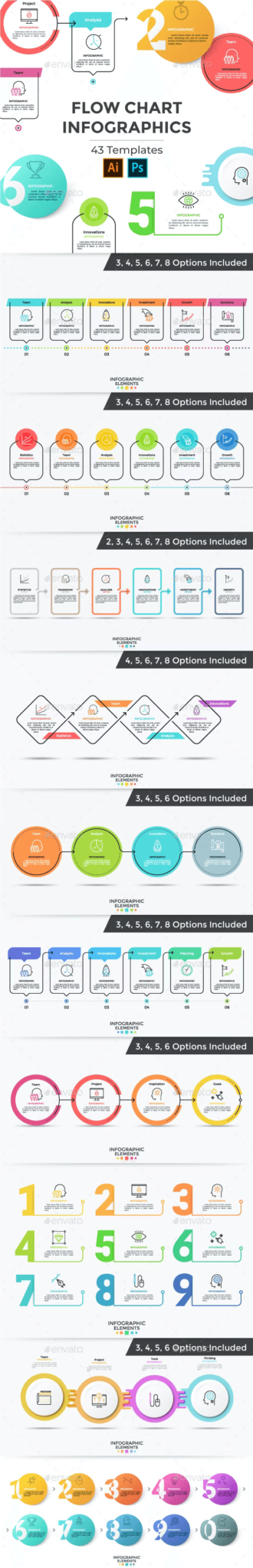 Set Of Flow Chart Infographics – MasterBundles