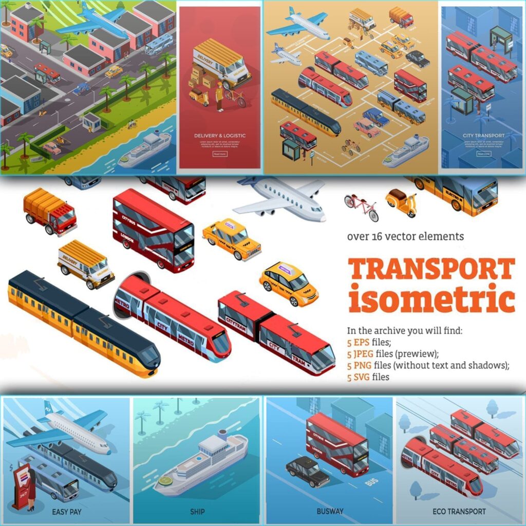 Isometric Transport Set – MasterBundles
