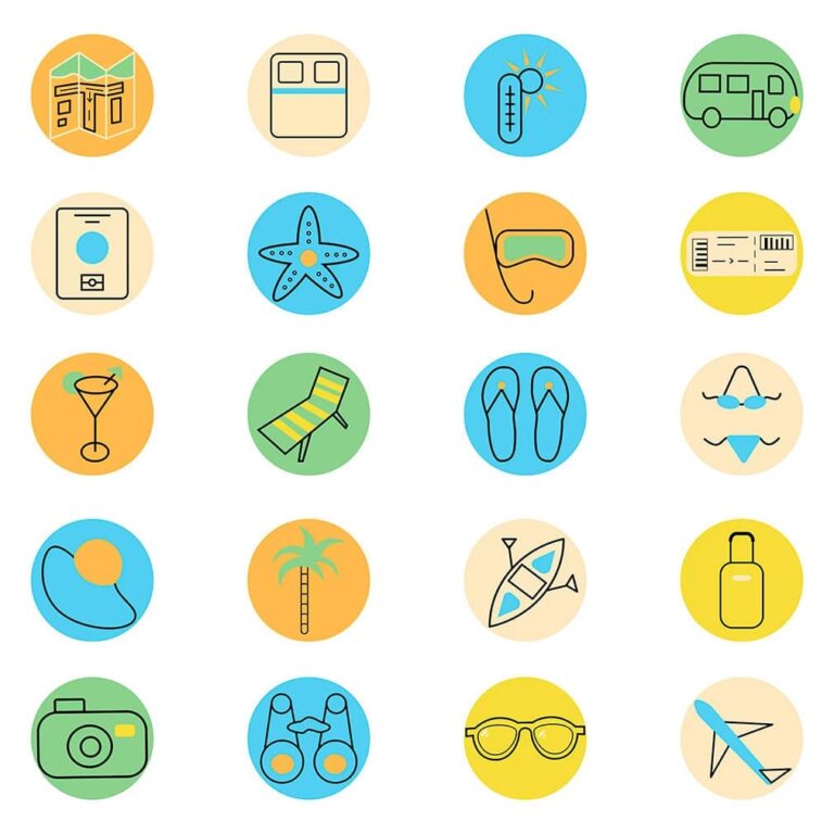20 Rounded Vacation Icons Set – MasterBundles