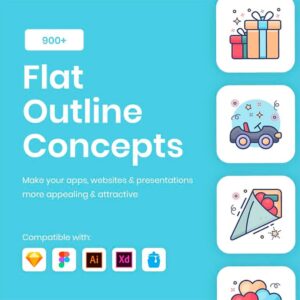 900+ Flat Outline Concepts – MasterBundles