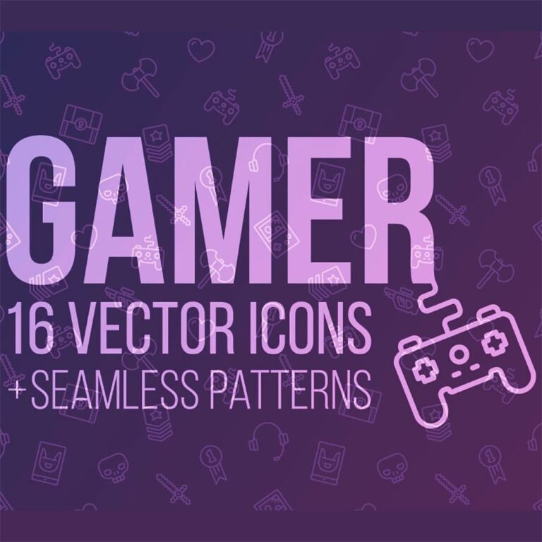 Gamer: Icons and Patterns – MasterBundles
