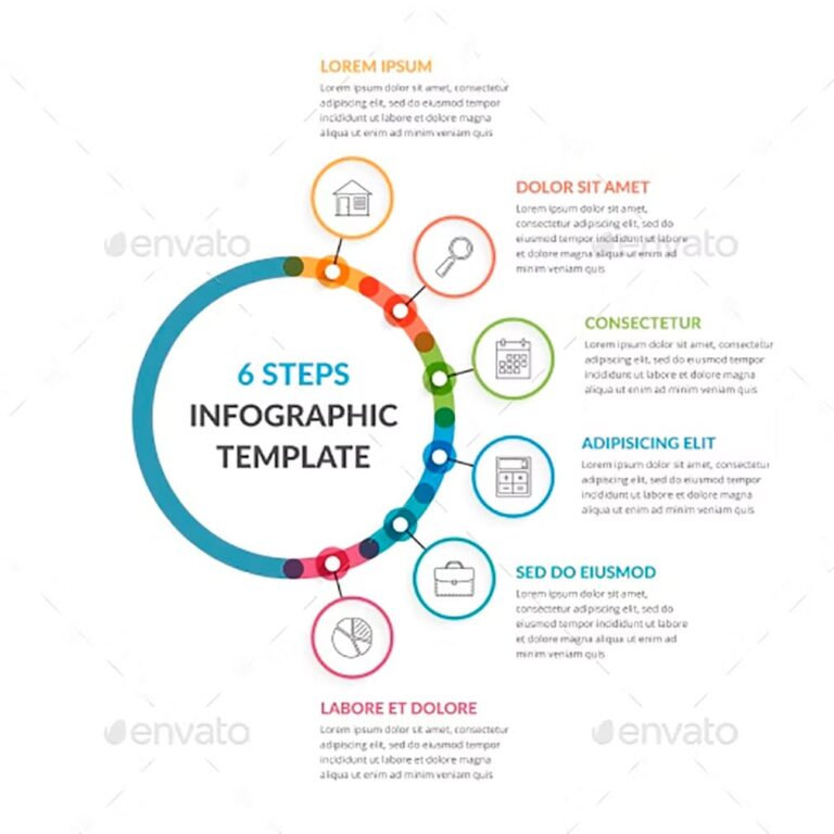 Infographic Template with Six Steps – MasterBundles