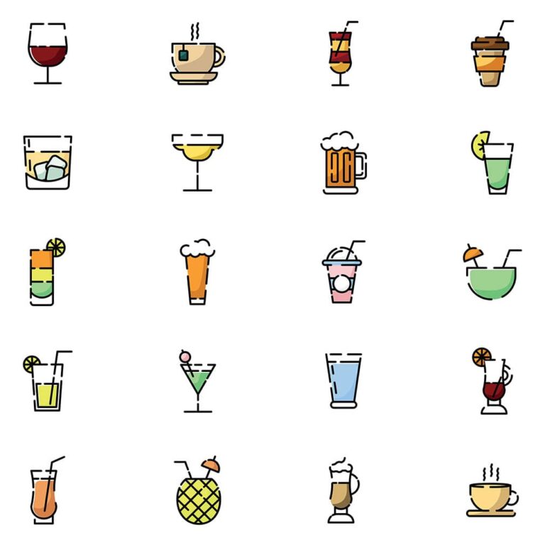 Cute Drinks Icons Set – MasterBundles