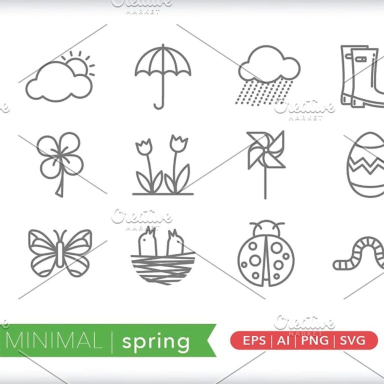 Minimal Spring Icons – MasterBundles