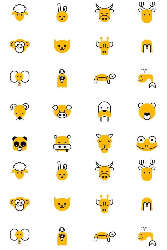 20 Cute Minimal Animal Icons Set – MasterBundles