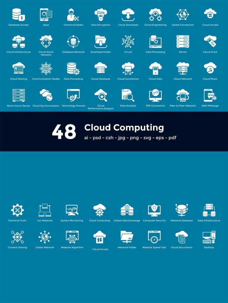48 Cloud Computing Icons – MasterBundles