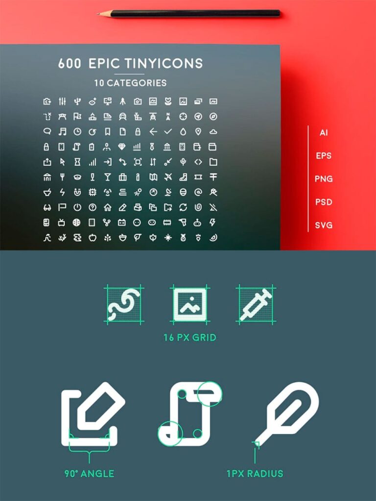 600 Epic Tiny Icons – MasterBundles