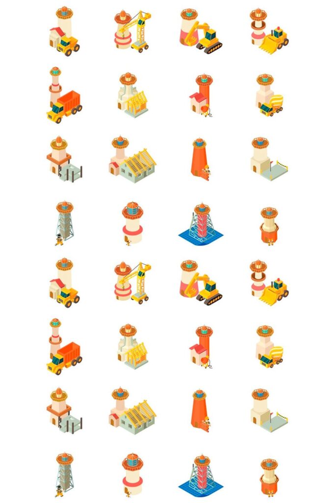 Construction of Lighthouse Icons Set – MasterBundles