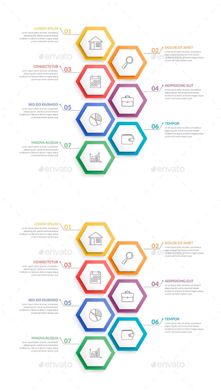 Infographic Template With 7 Hexagons – MasterBundles