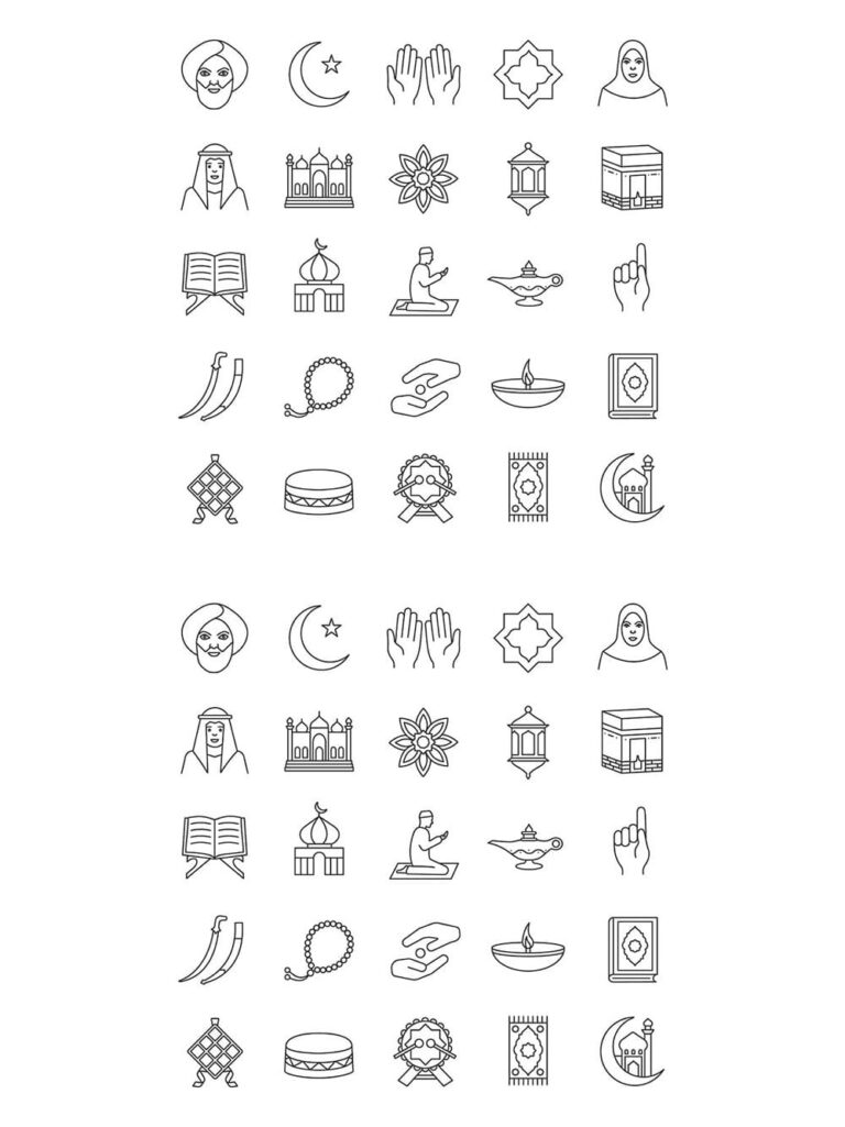 Islamic Culture Linear Icons Set – MasterBundles