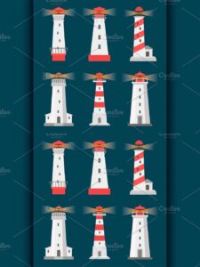 Set of Cartoon Flat Lighthouses – MasterBundles