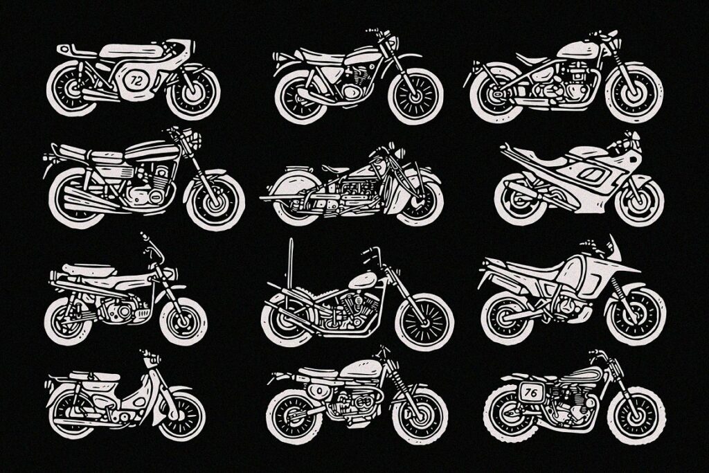 Custom Motorcycle Illustrations – MasterBundles