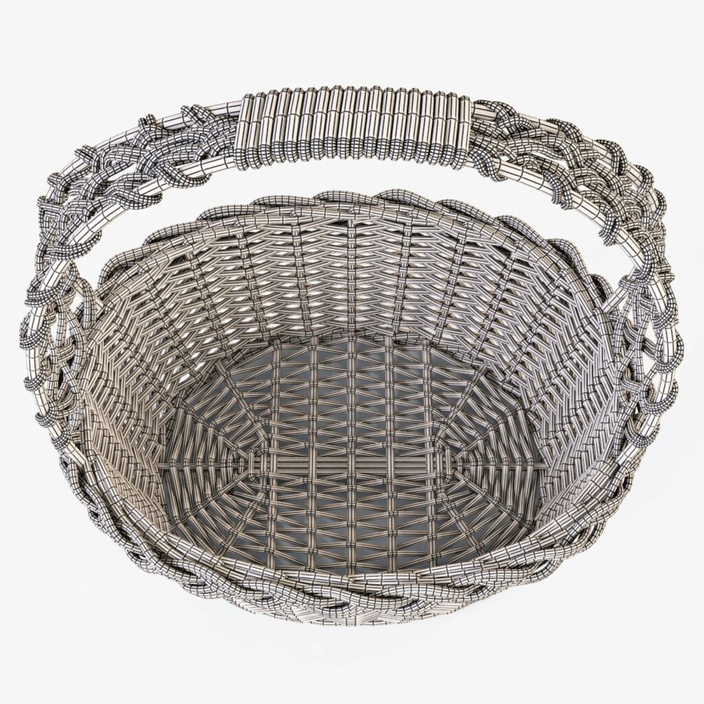 Wicker Basket 04 Gray With Apples – MasterBundles