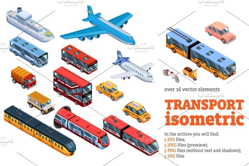 Isometric Transport Set – MasterBundles