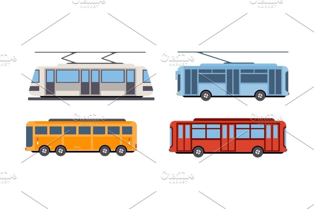 Trolley Bus, Tram, Bus, Public City Transport – MasterBundles