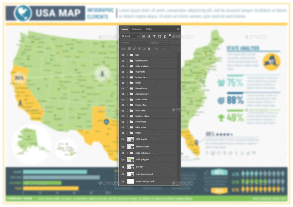 USA Infographic Map – MasterBundles