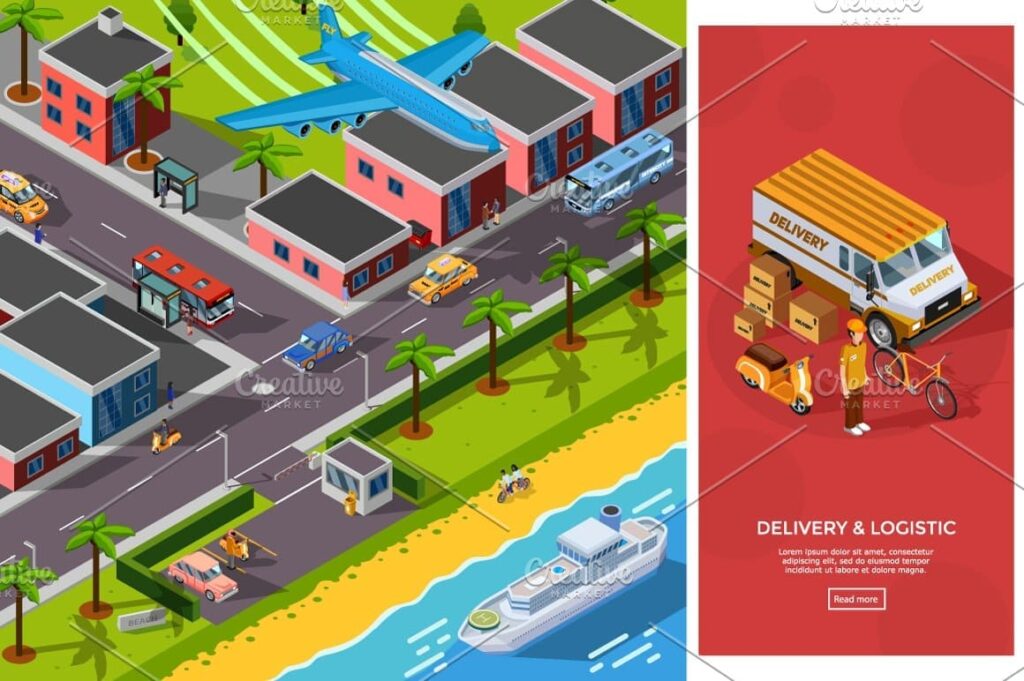 Isometric Transport Set – MasterBundles