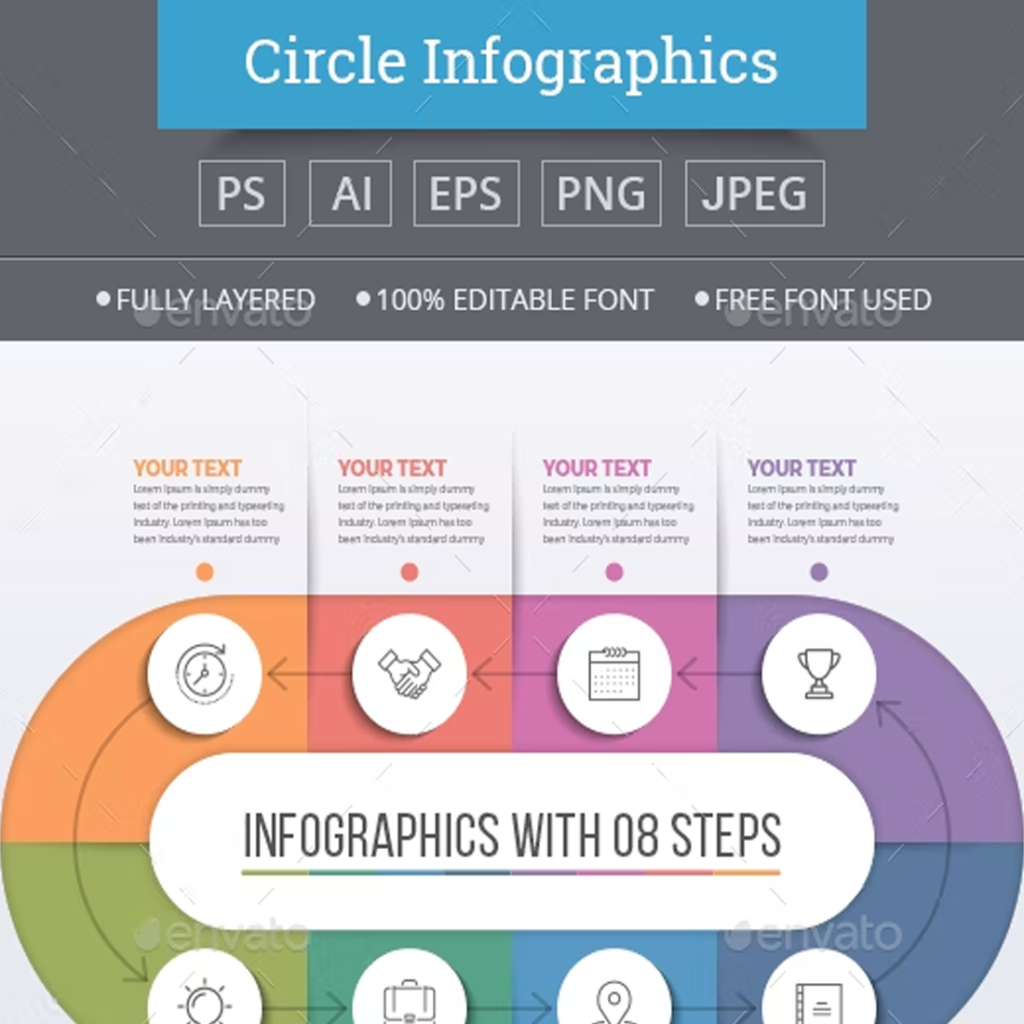 08 Steps Business Circle Infographics – MasterBundles