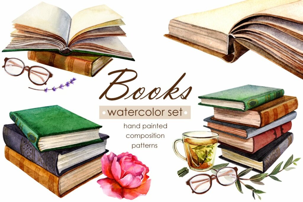 Books Watercolor Set | MasterBundles