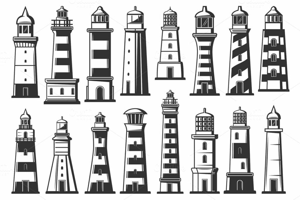 Lighthouse, Marine Beacons Icons – MasterBundles