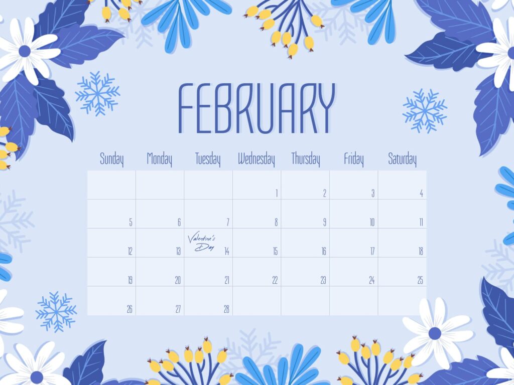 Free February Calendar with Holidays – MasterBundles