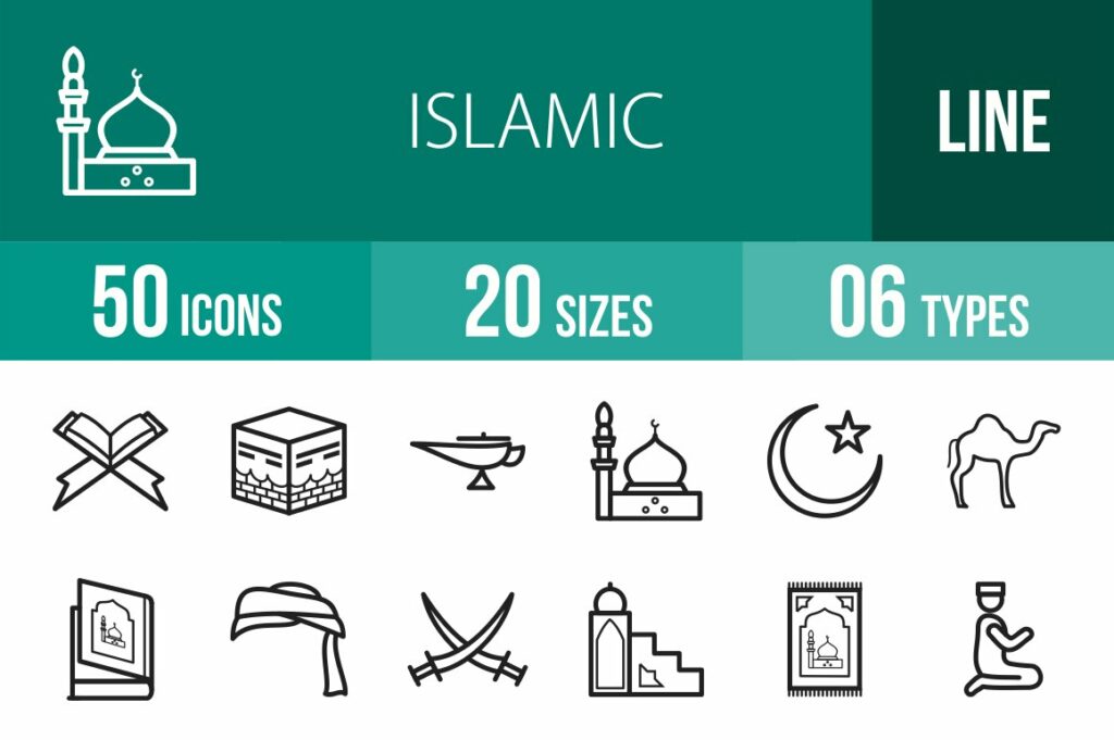 50 Islamic Line Icons – MasterBundles