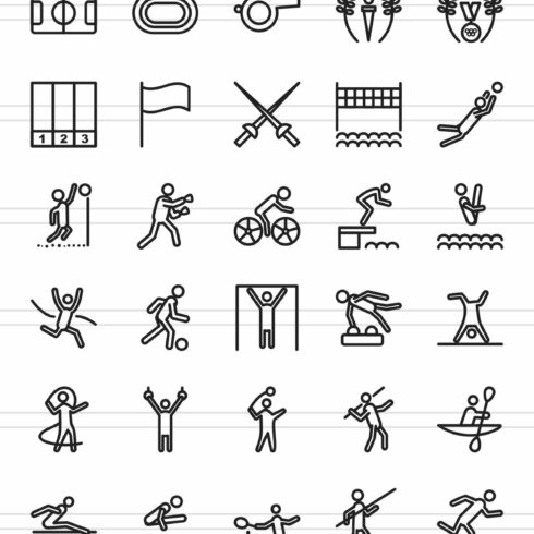 50 Olympics Line Icons – MasterBundles