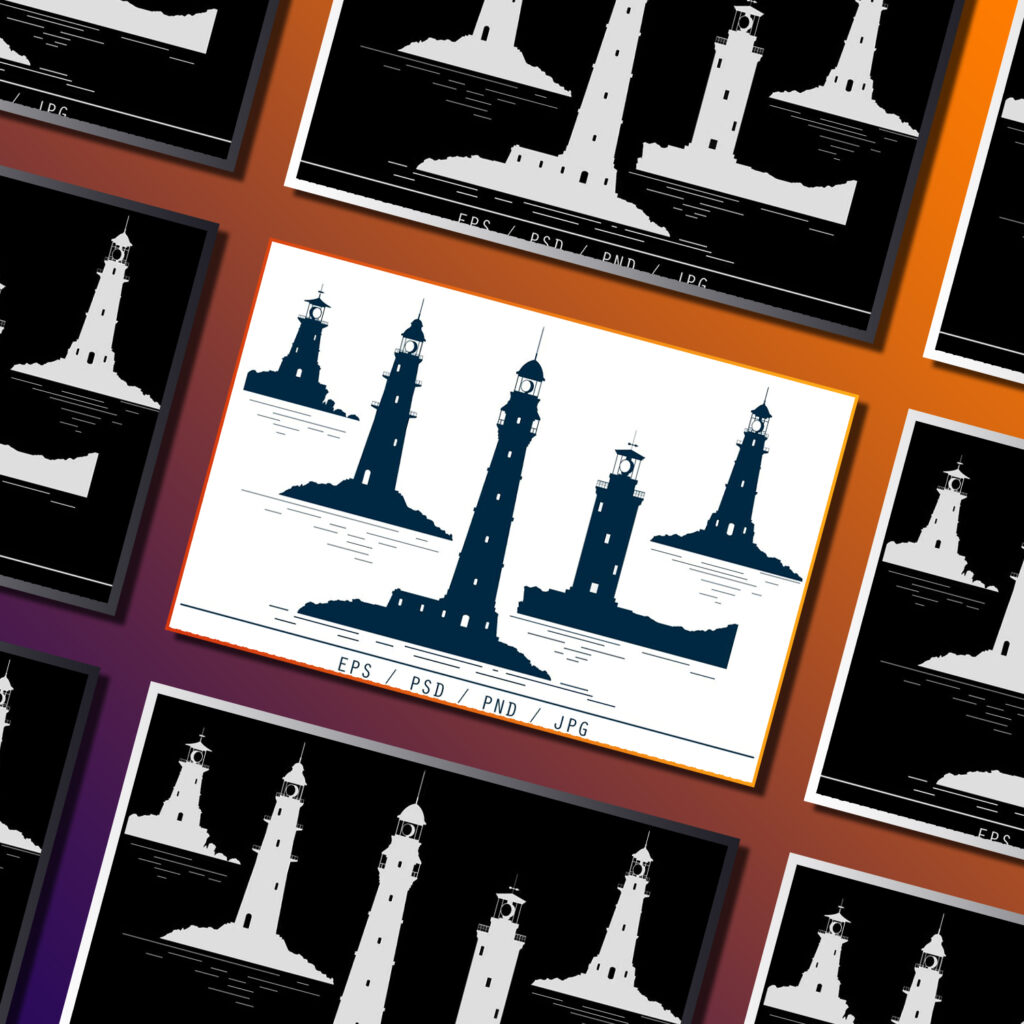 Lighthouses Set Isolated On White – MasterBundles